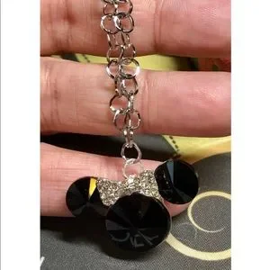 Hand Crafted | Jewelry | Black Mouse Ear Charm Bracelet Handmade Link ...